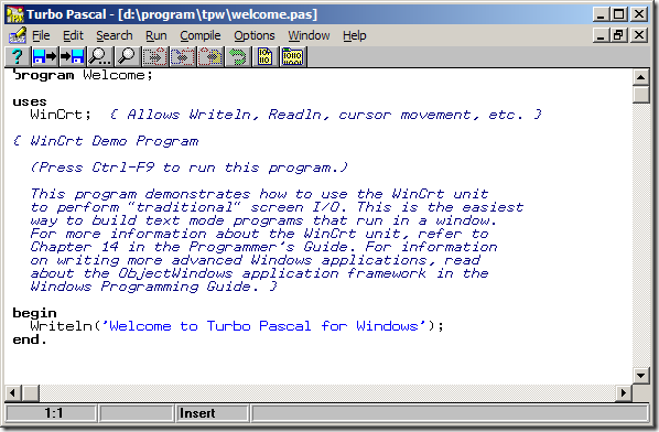 Jagat Informasi Keren: Nostalgia masa Lalu : Turbo Pascal for Windows